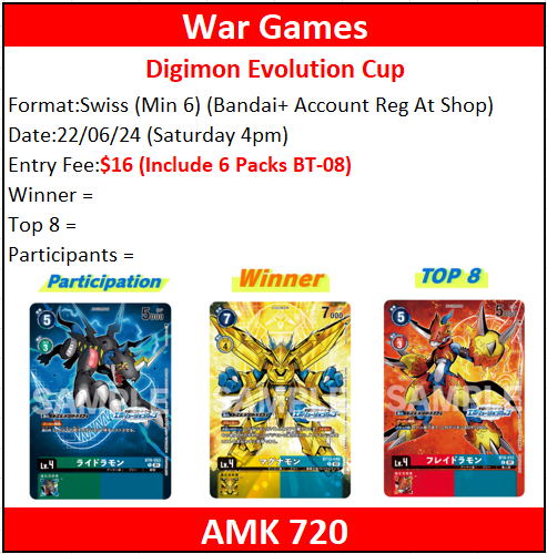 Digimon TCG Evolution Cup (22/06/24) – Wargames