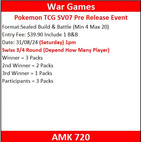 Pokemon TCG SV07 Pre Release (31/08/24) – Wargames